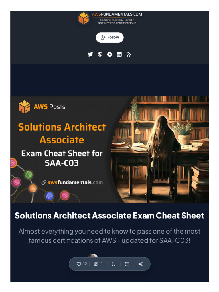 Solutions Architect Associate Exam Cheat Sheet | PDF | Computing | Data ...