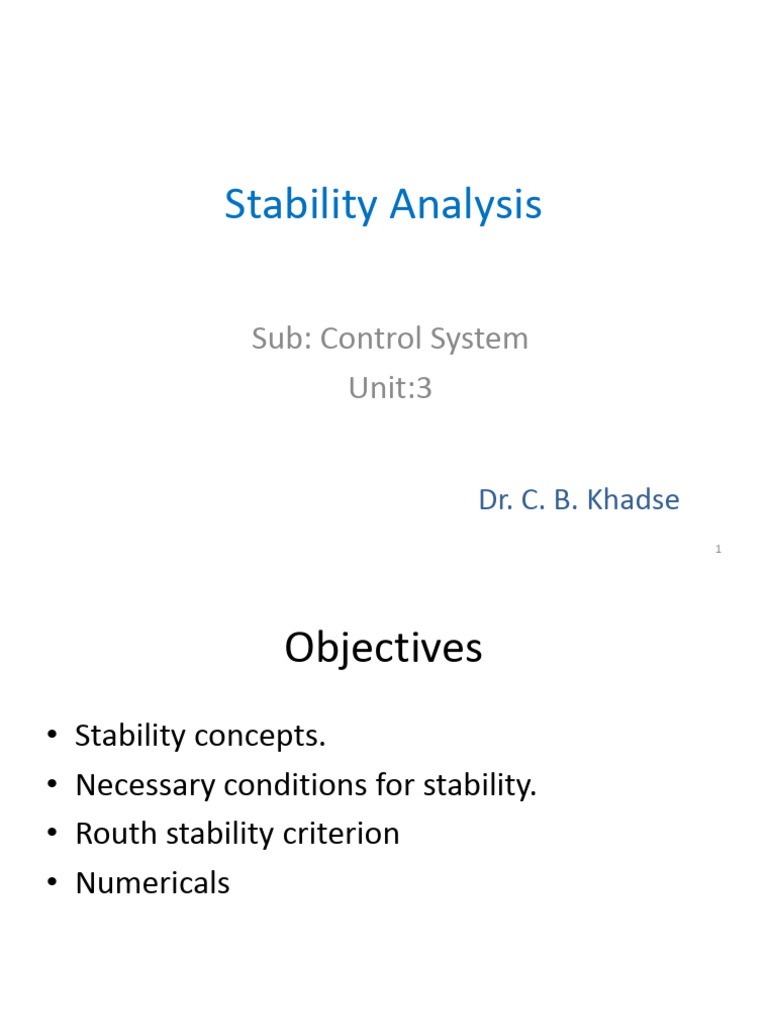 Lec 1 & 2 Unit 3 Stability Analysis | PDF