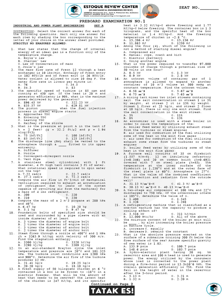 Preboards 1-Pipe-2 | Download Free PDF | Enthalpy | Boiler