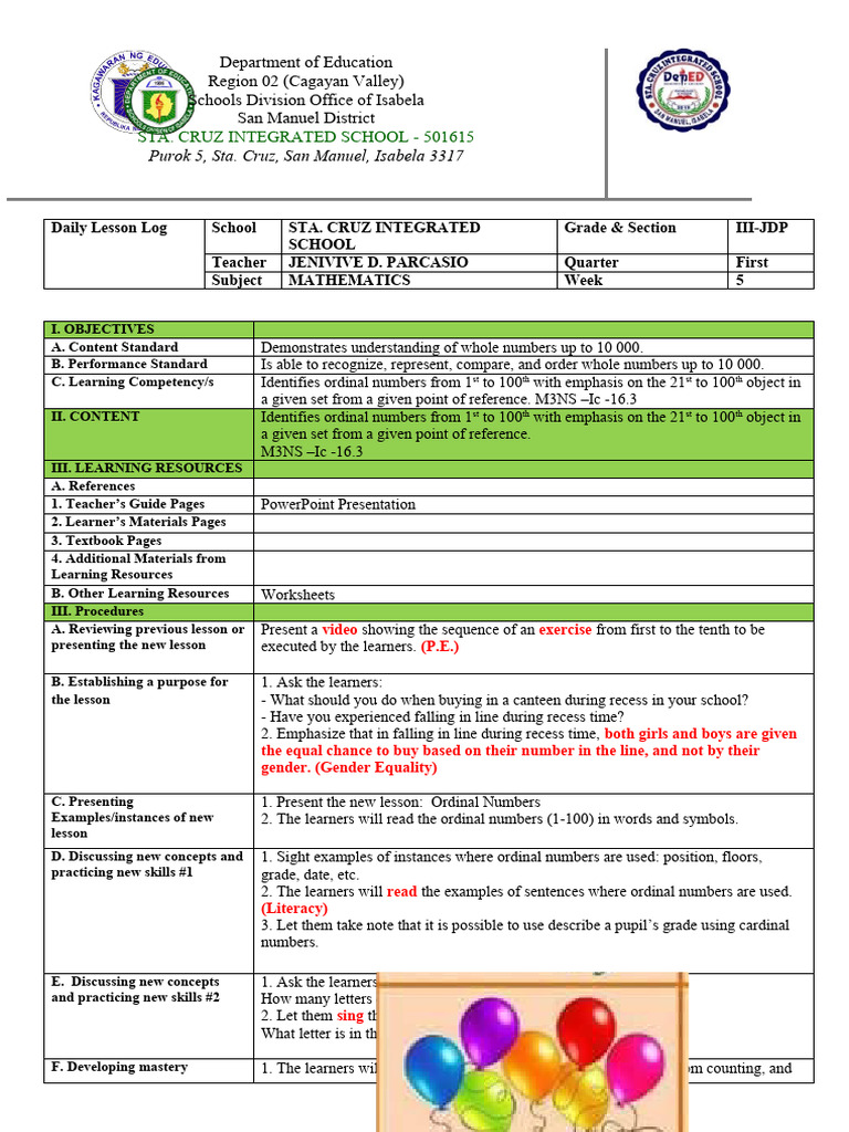 LP - Cot in Math | Download Free PDF | Learning | Pedagogy