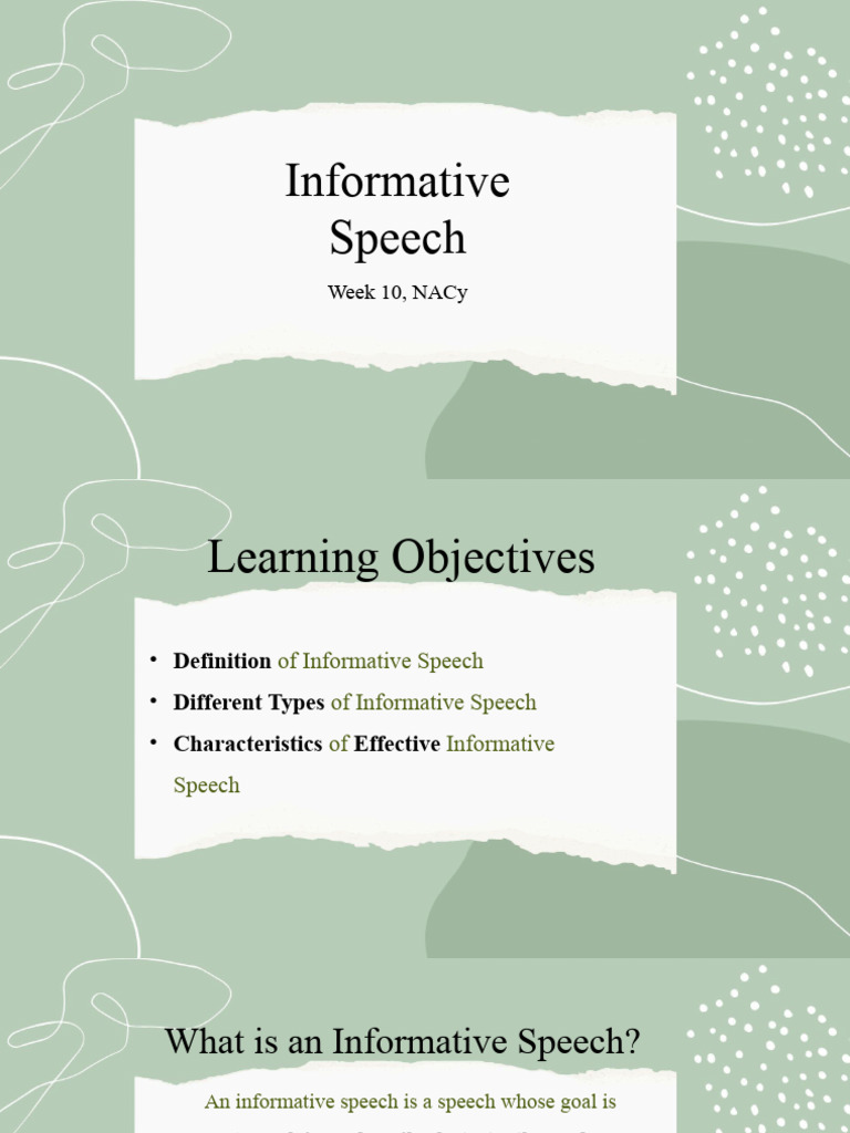 Types and Tips for Informative Speeches | PDF | Knowledge | Idea