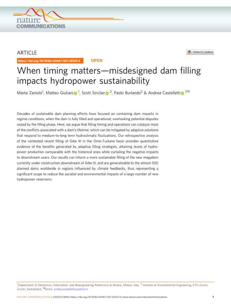 When Timing Matters - Misdesigned Dam Filling Impacts Hydropower ...