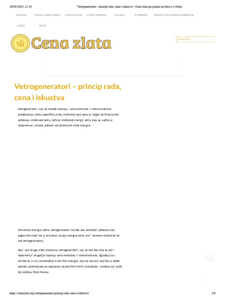 Vetrogeneratori - Princip Rada, Cena I Iskustva - Cena Zlata Po Gramu ...