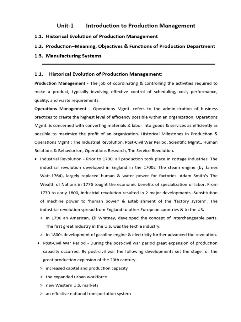Evolution of Production Management | PDF | Operations Management ...