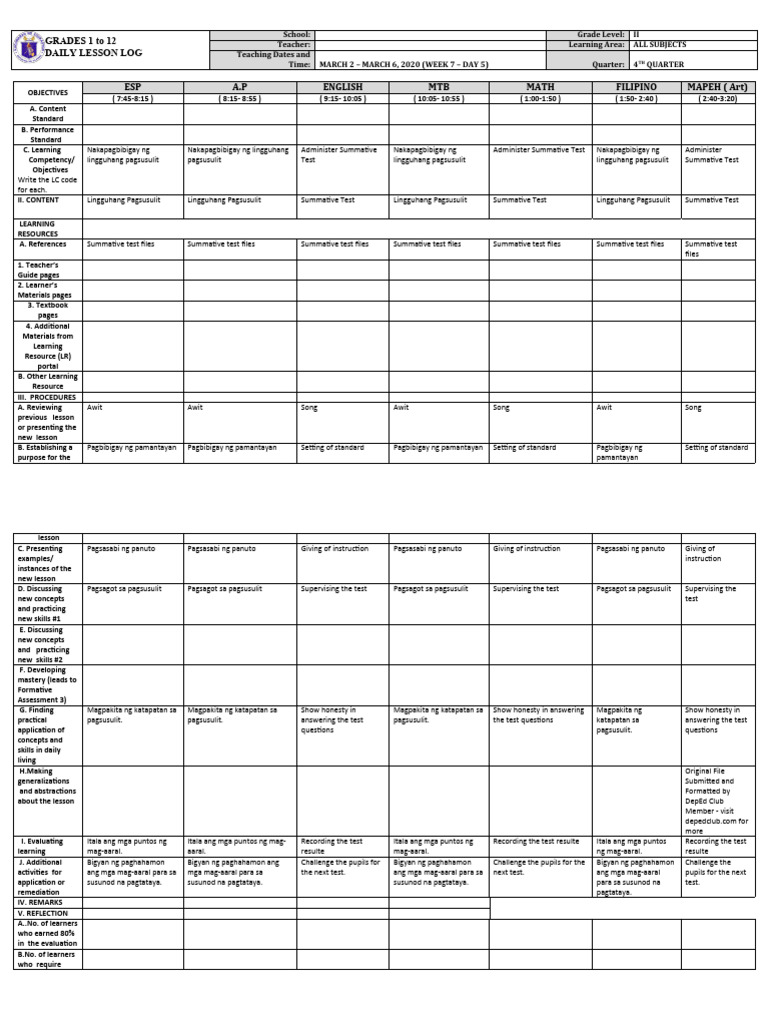DLL - All Subjects 2 - Q4 - W7 - D5 | PDF | Cognitive Science | Human Communication