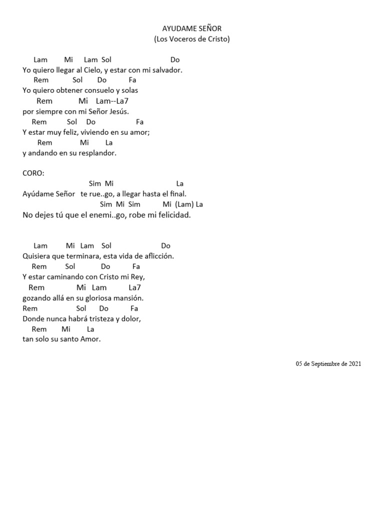 Ayúdame Señor - Letras y Acordes | PDF