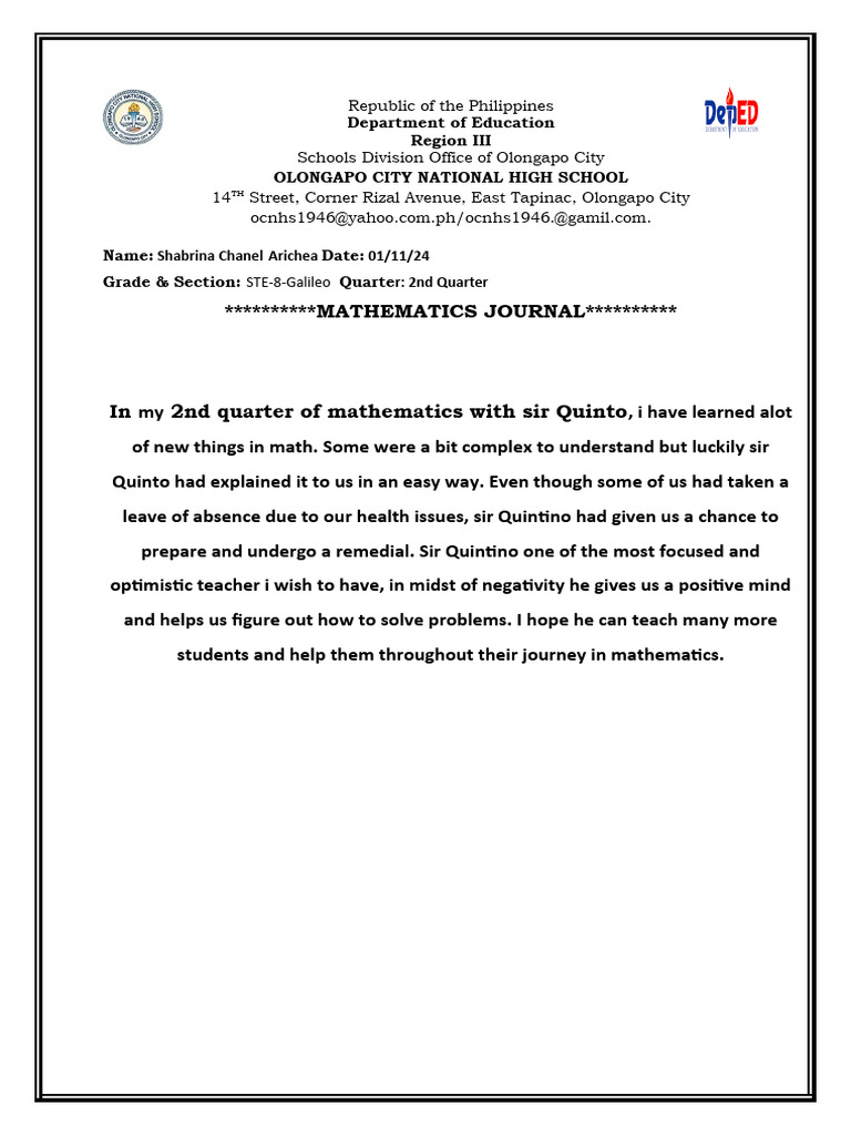 2023-2024-MATH-JOURNAL-TEMPLATE (1) | PDF