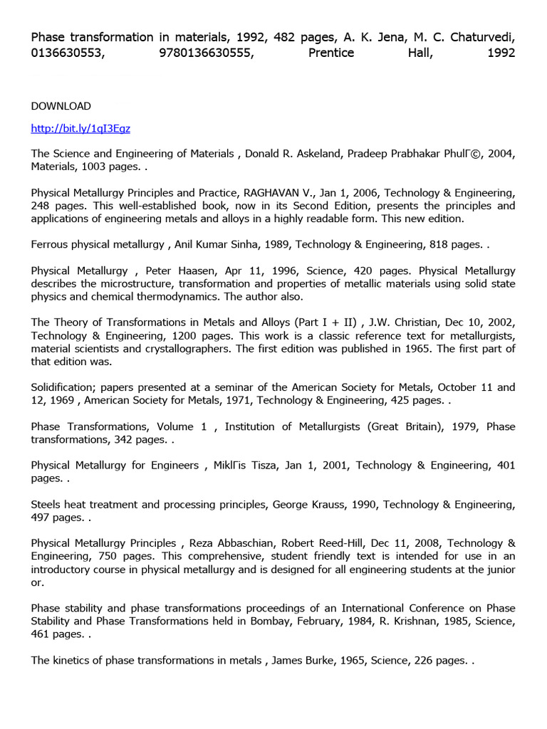 Phase Transformation in Materials | PDF | Metallurgy