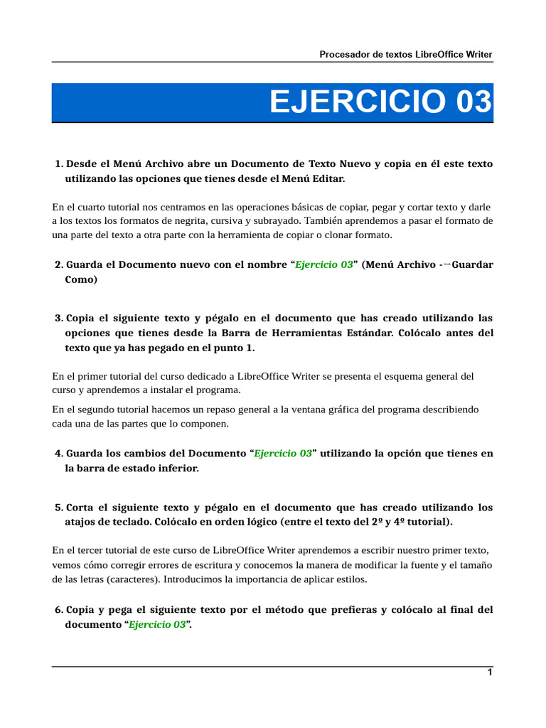 Ejercicio 03 | PDF | Procesador de textos | Ciencias de la Computación