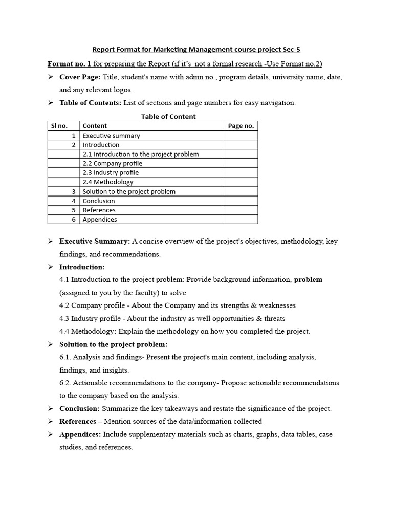 Report Format For Marketing Management Course Project Sec-5 | PDF | Methodology | Science
