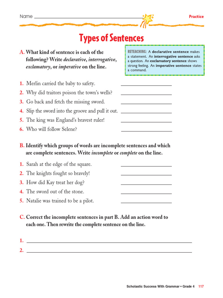 Gr4 Grammar Types of Sentences | PDF | Sentence (Linguistics) | Syntax