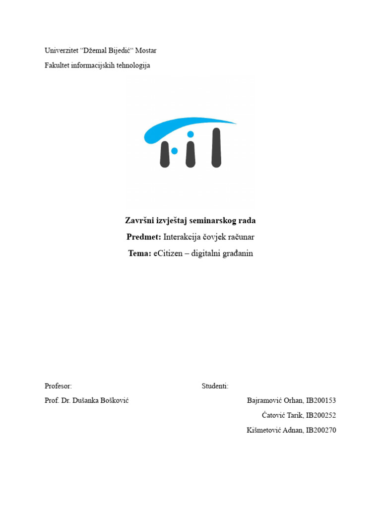 Zavrsni Izvjestaj Kismetovic Bajramovic Catovic | PDF Zavrsni Izvjestaj Kismetovic Bajramovic Catovic | PDF