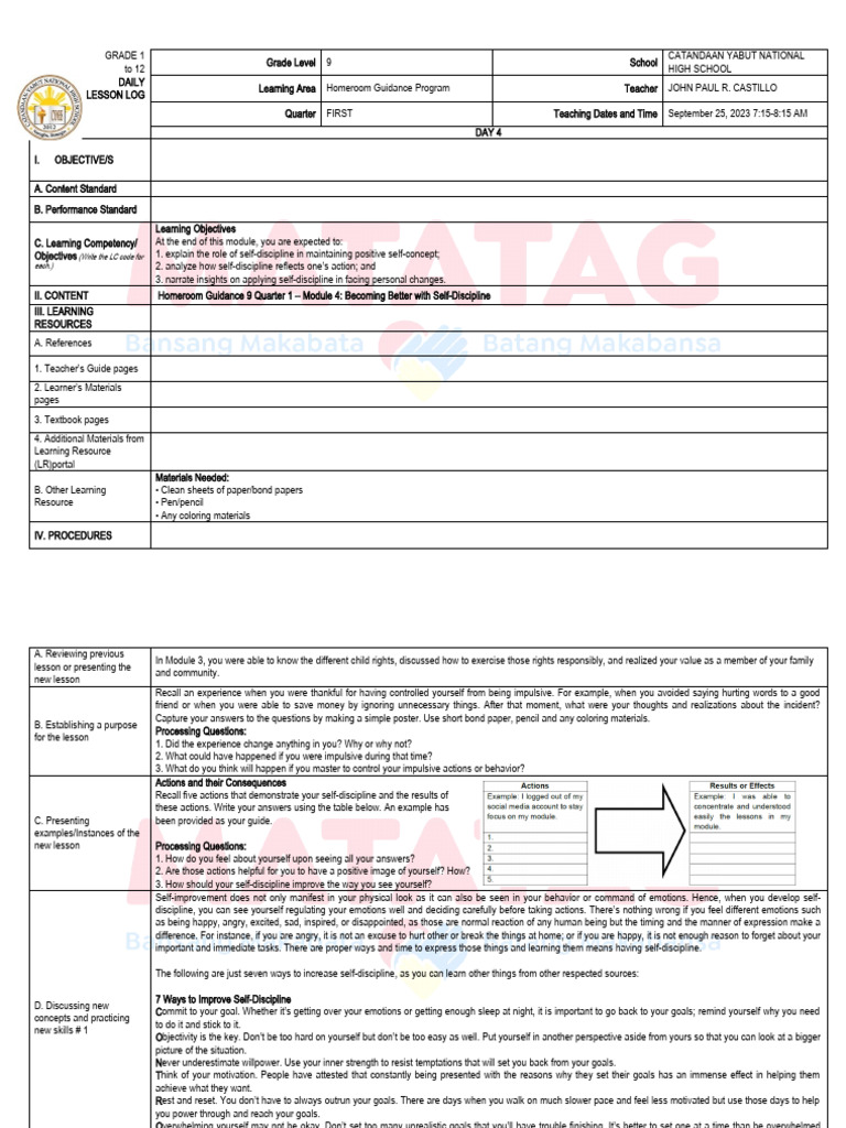 DLL-HGP 9 WK 4 | PDF | Disciplines | Neuroscience