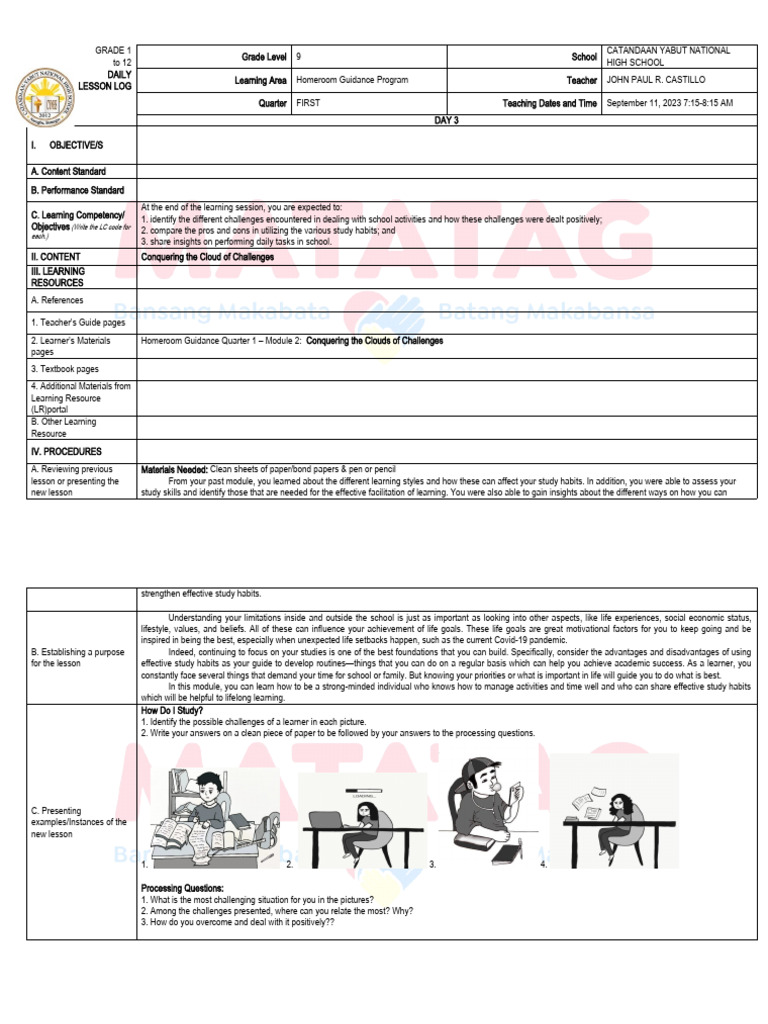 DLL-HGP 9 WK 2 | PDF | Learning | Habits