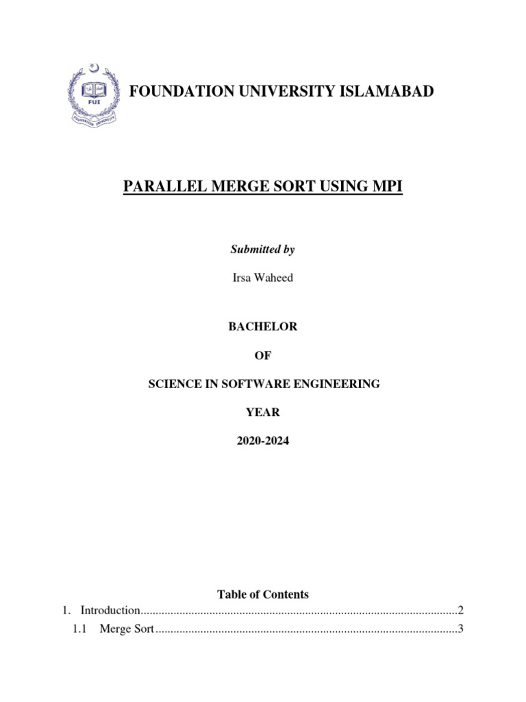 Parallel Merge Sort With Mpi Pdf Message Passing Interface Parallel Computing