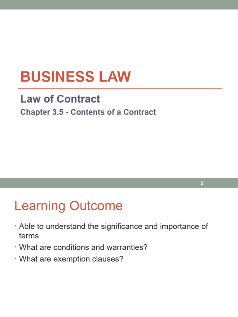 Chapter 3.5 - Contents of A Contract | PDF | Breach Of Contract | Consent