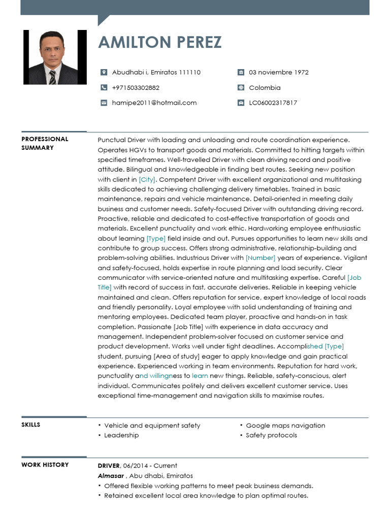 Amilton Perez CV | PDF | Truck | Business