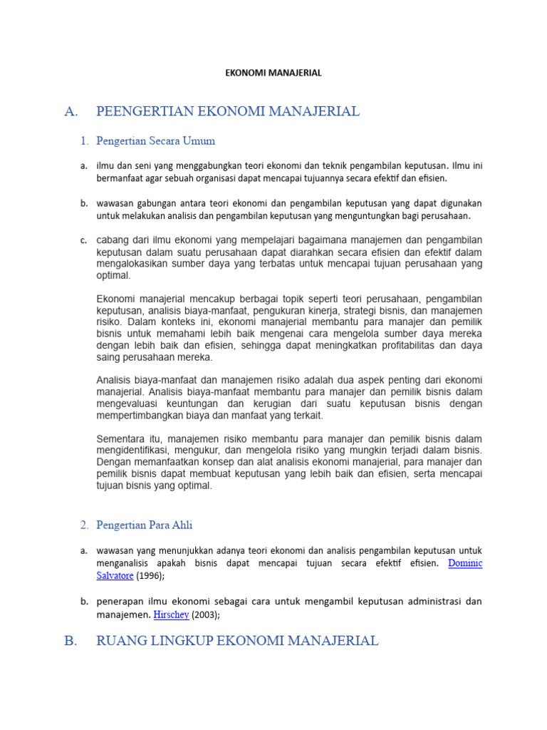 Ekonomi Manajerial | PDF