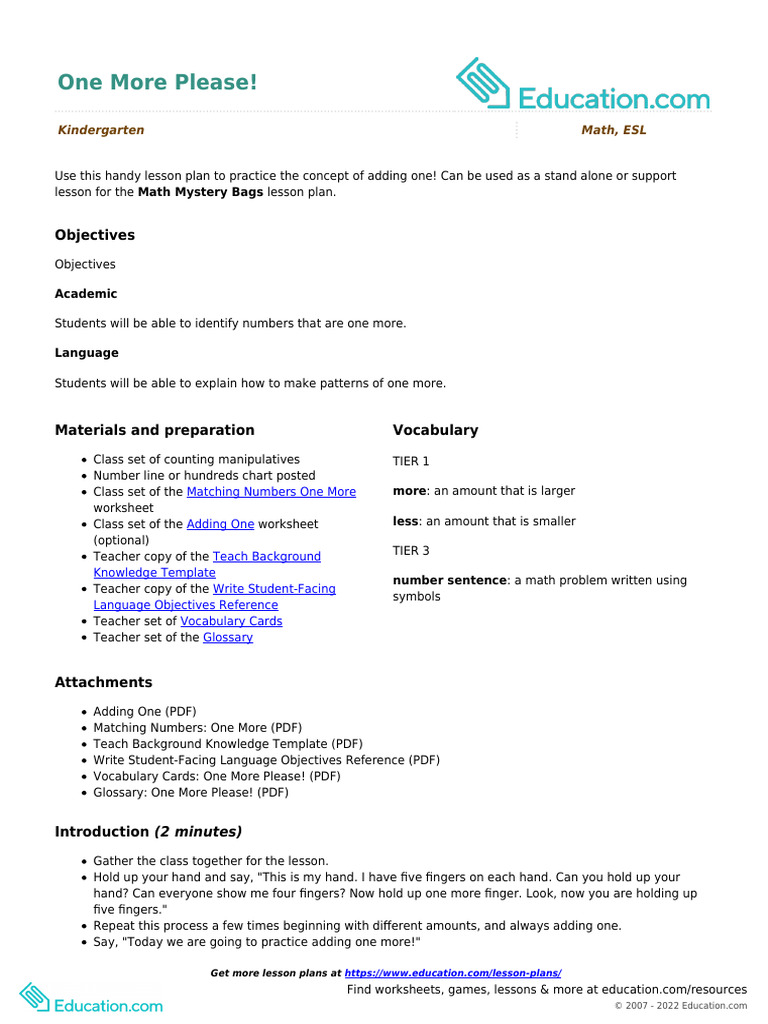 Usr Local Src Education Com Files Static Lesson Plans El Support Lesson One More 