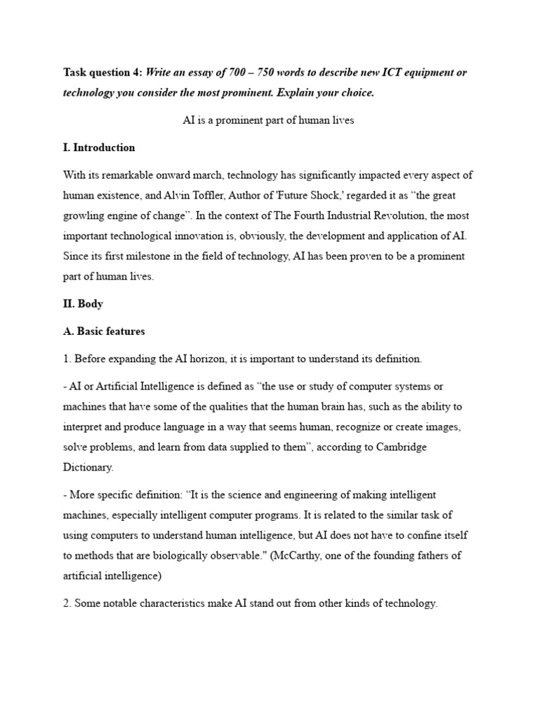 Outline ICT - AI Is The Most Prominent - Le Chi Mai - 20210565 | PDF ...