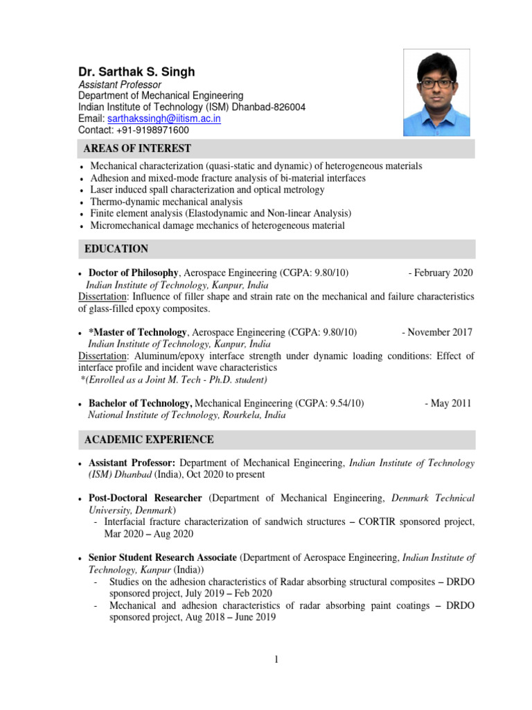 Dr. Sarthak S. Singh: Areas of Interest | Download Free PDF | Composite Material | Epoxy