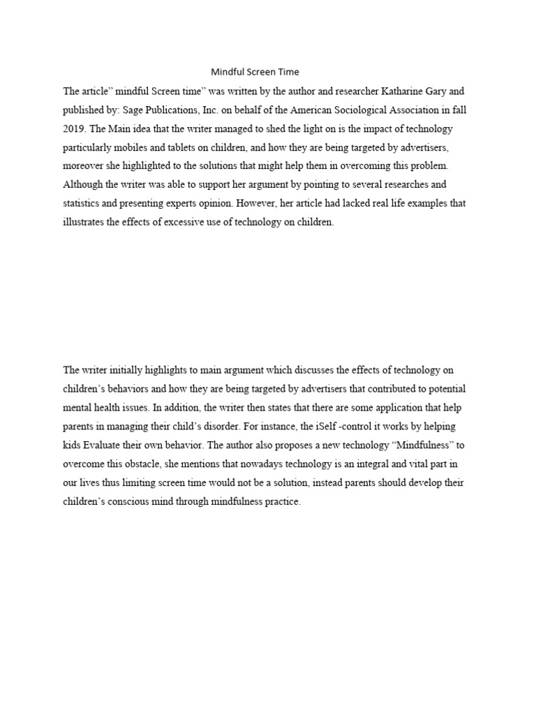 Mindful Screen Time Respone | Download Free PDF | Mindfulness | Advertising