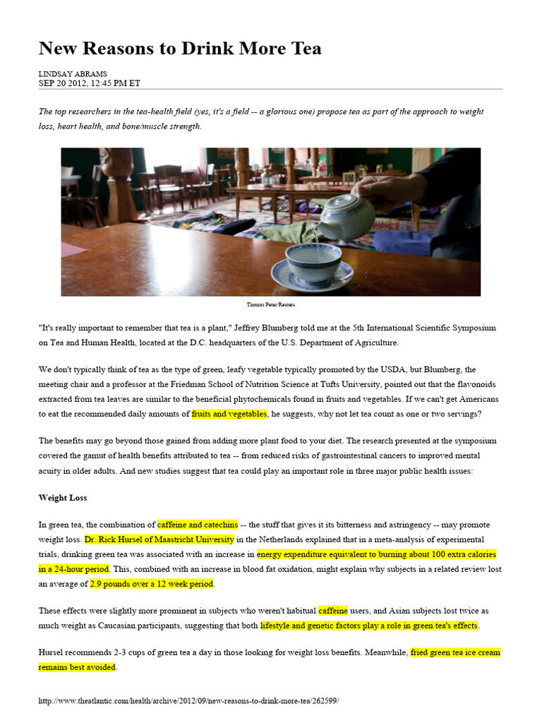New Reasons To Drink More Tea #1 | PDF | Dieting | Green Tea