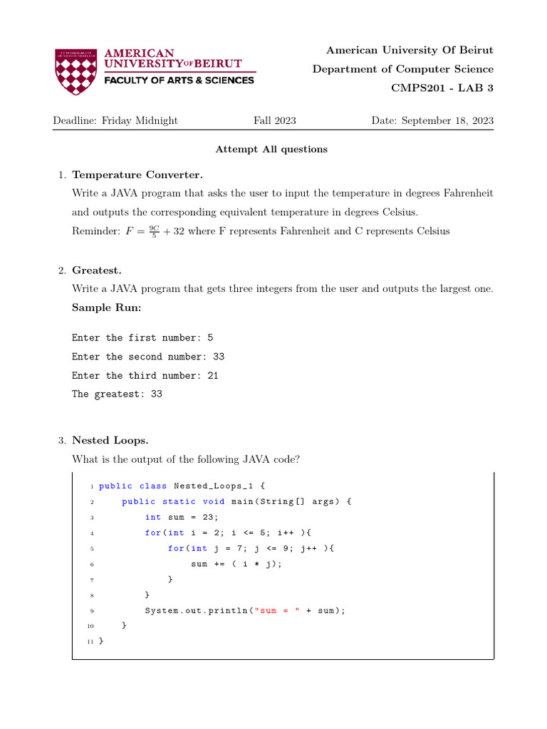 CMPS201 Lab 3 | PDF | Fahrenheit | Software Development