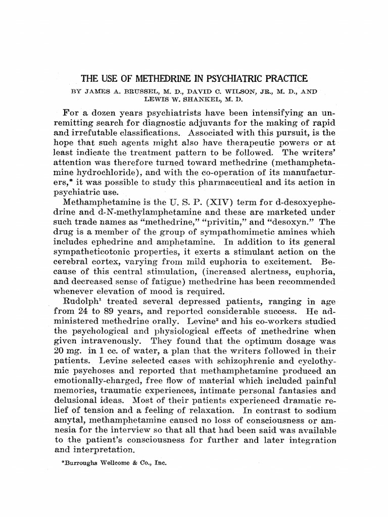 Methedrine in Diagnosis | PDF | Methamphetamine | Diseases And Disorders
