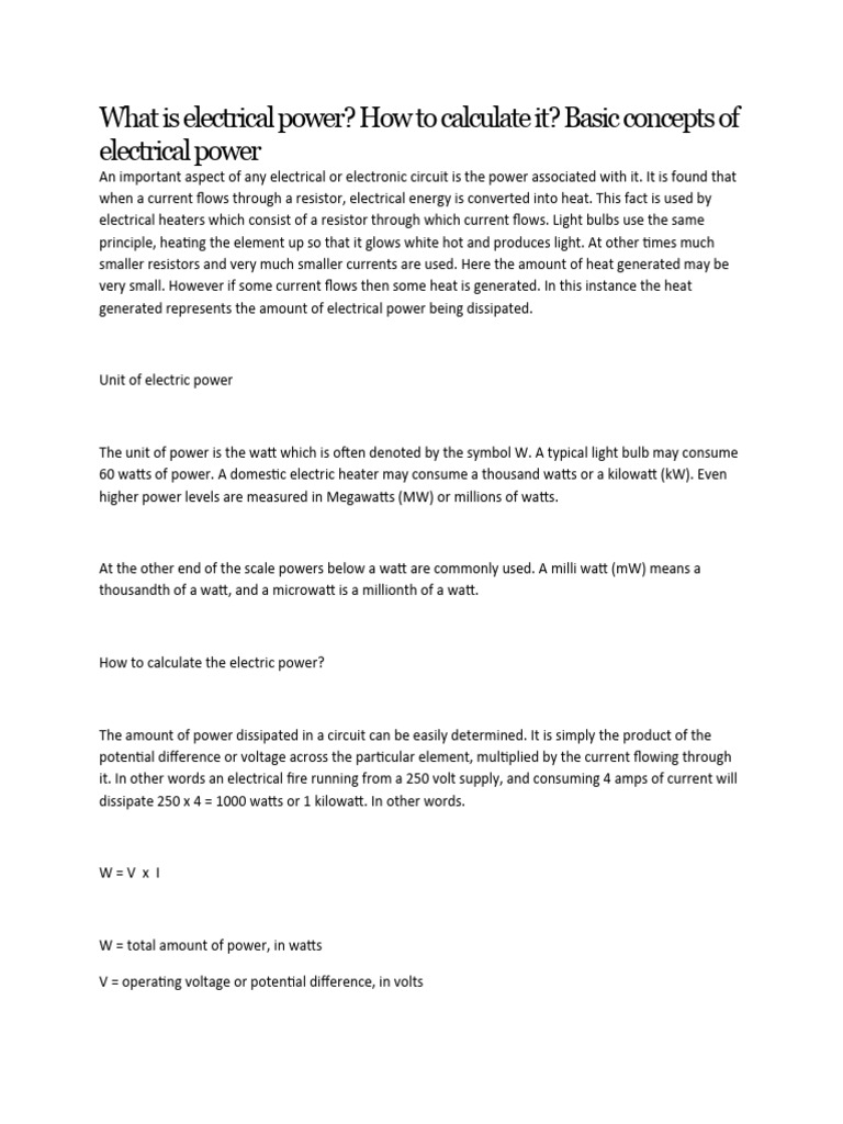 What Is Electrical Power | PDF | Electric Power | Ac Power