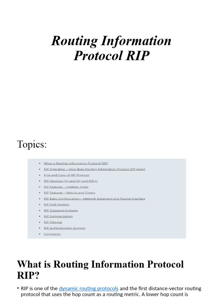 Routing Information Protocol RIP | PDF | Routing | Wide Area Network