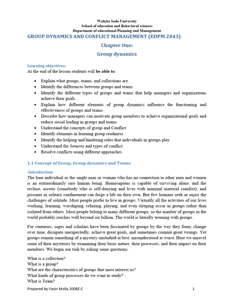 Analyzing Group Dynamics in Teams | PDF | Goal | Group Cohesiveness