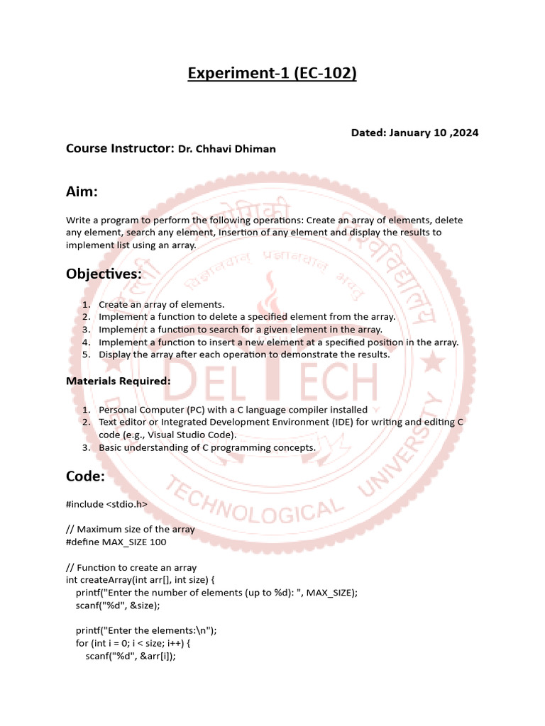 Experiment 1 Pdf Pointer Computer Programming Control Flow 4792