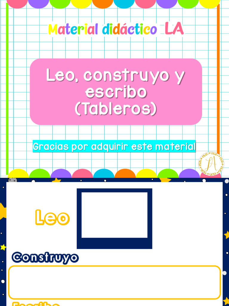 Tableros para Leo Construyo y Escribo | PDF | Artes del Lenguaje y ...