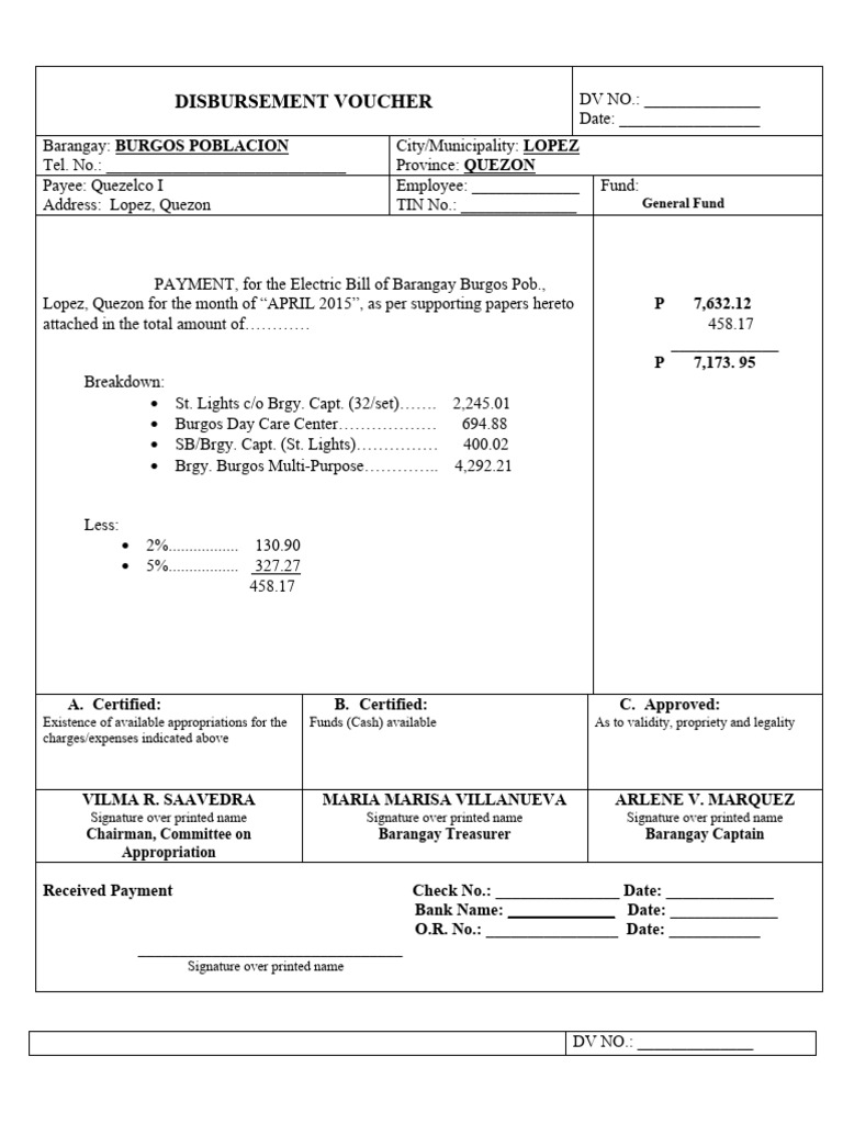 Disbursement Voucher: General Fund | PDF | Payments | Corporate Jargon