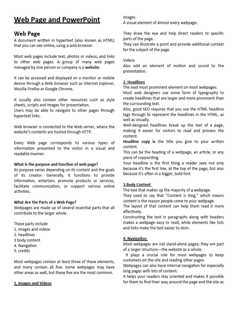 Webpage and PowerPoint | PDF | World Wide Web | Internet & Web