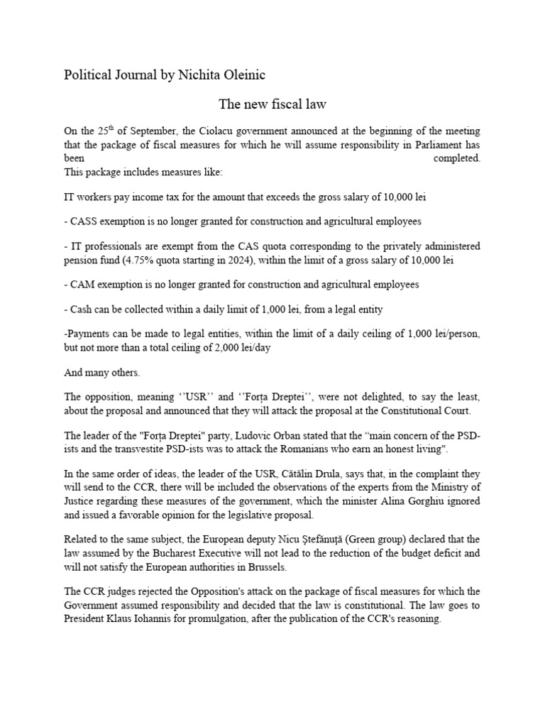 Romania's Fiscal Law Controversy | PDF | Elections | Romania