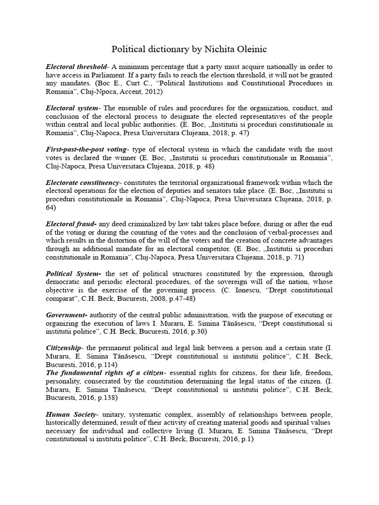 Political Dictionary by Nichita Oleinic | PDF | Elections | Voting