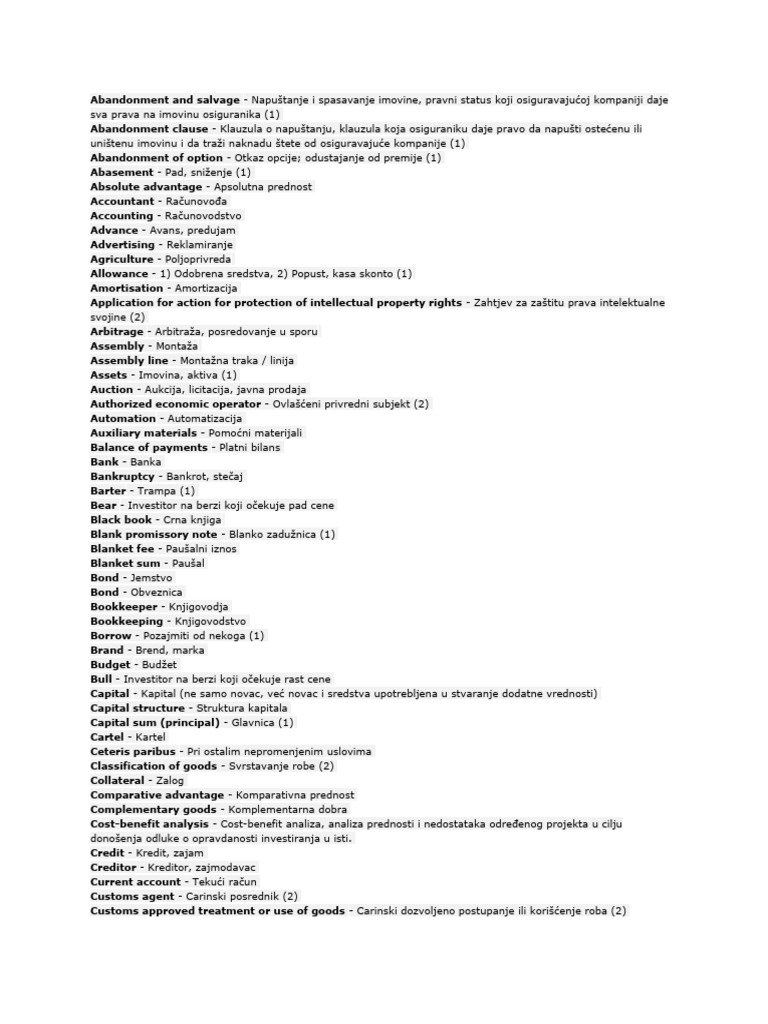 Recnik Ekonomskih Pojmova | PDF