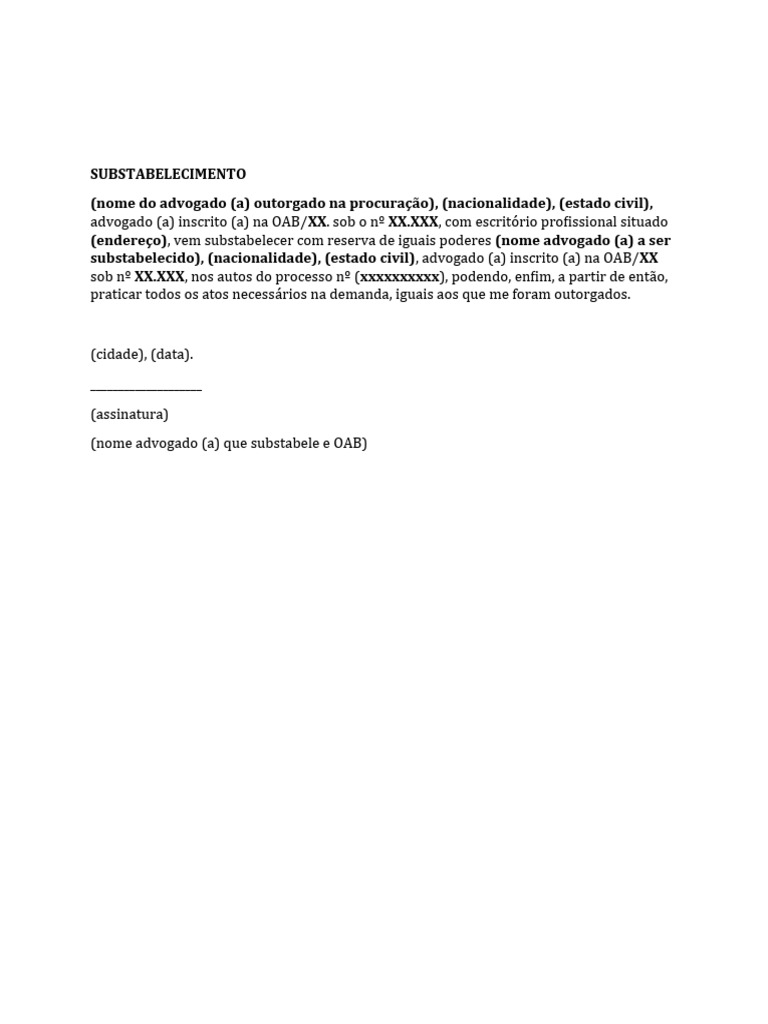 Modelo Substabelecimento Com Reserva de Iguais Poderes | PDF