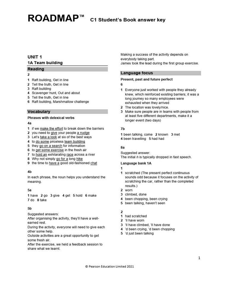 549_7- Roadmap C1. Student's Book Answer Keys_2021 | PDF | Accent (Sociolinguistics) | English ...