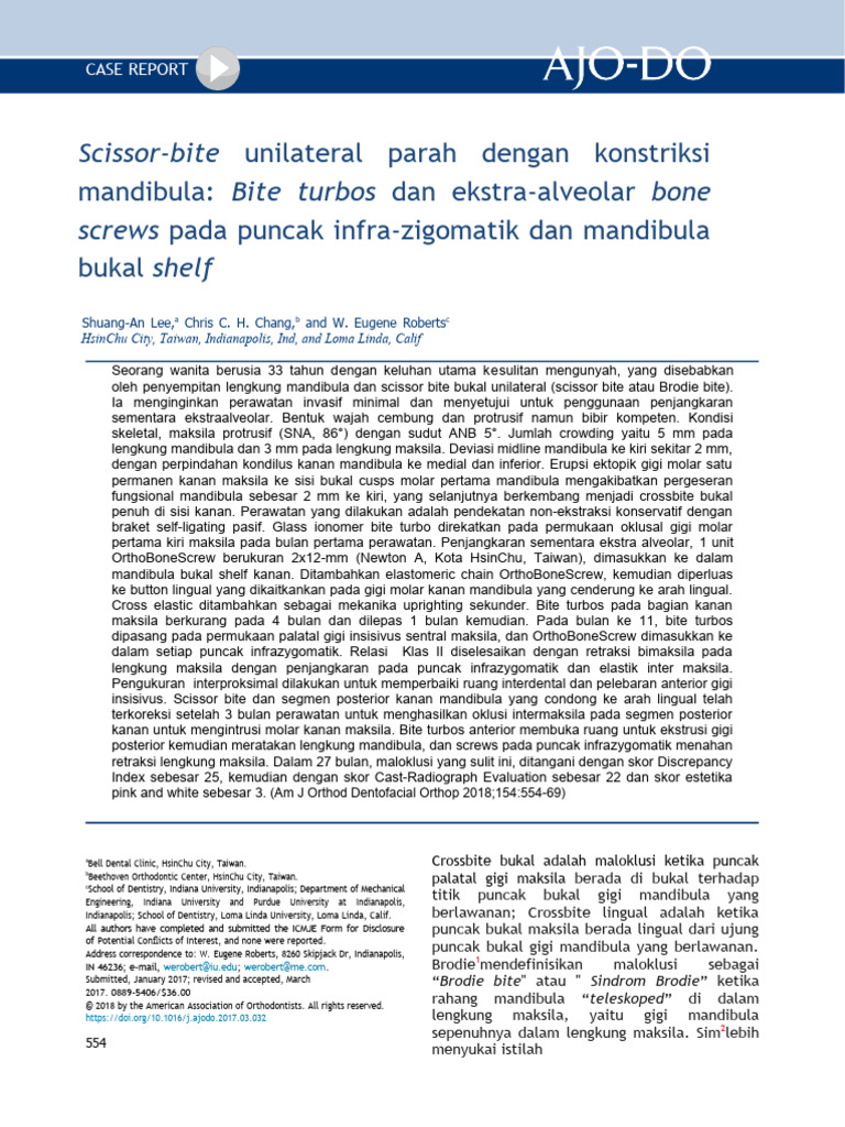 Scissor-Bite Unilateral Parah Dengan Konstriksi Mandibula | PDF | Seni ...