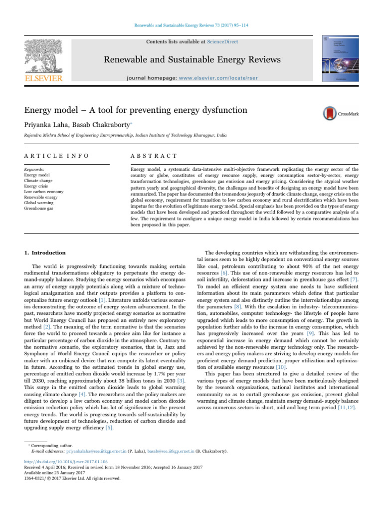 Energy Model - A Tool For Preventing Energy Dysfunction | PDF | Climate ...