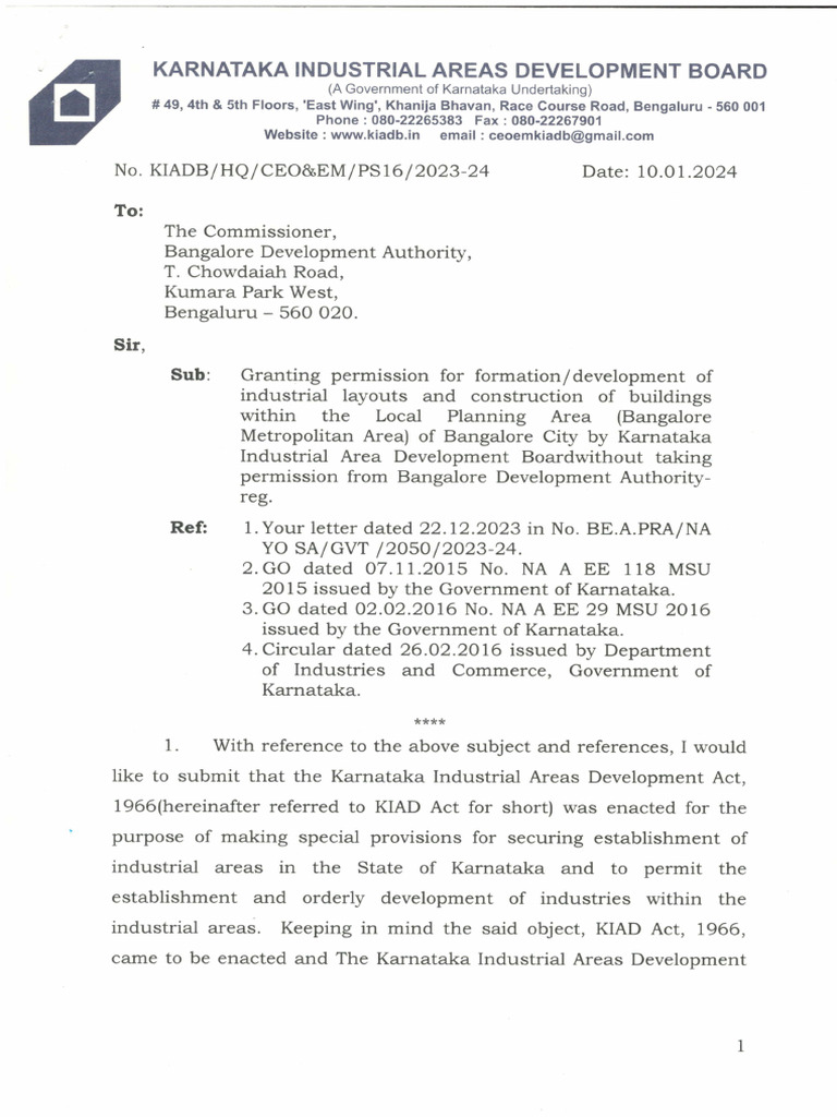 Emailing Letter To Commissioner BDA | PDF | Judgment (Law) | Bangalore