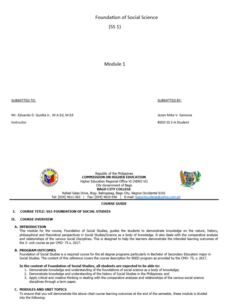 Module 1 in Foundation of Social Studies | Download Free PDF | Social ...