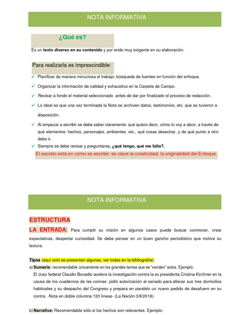 Cómo elaborar una nota informativa | PDF | Venezuela | Periódicos