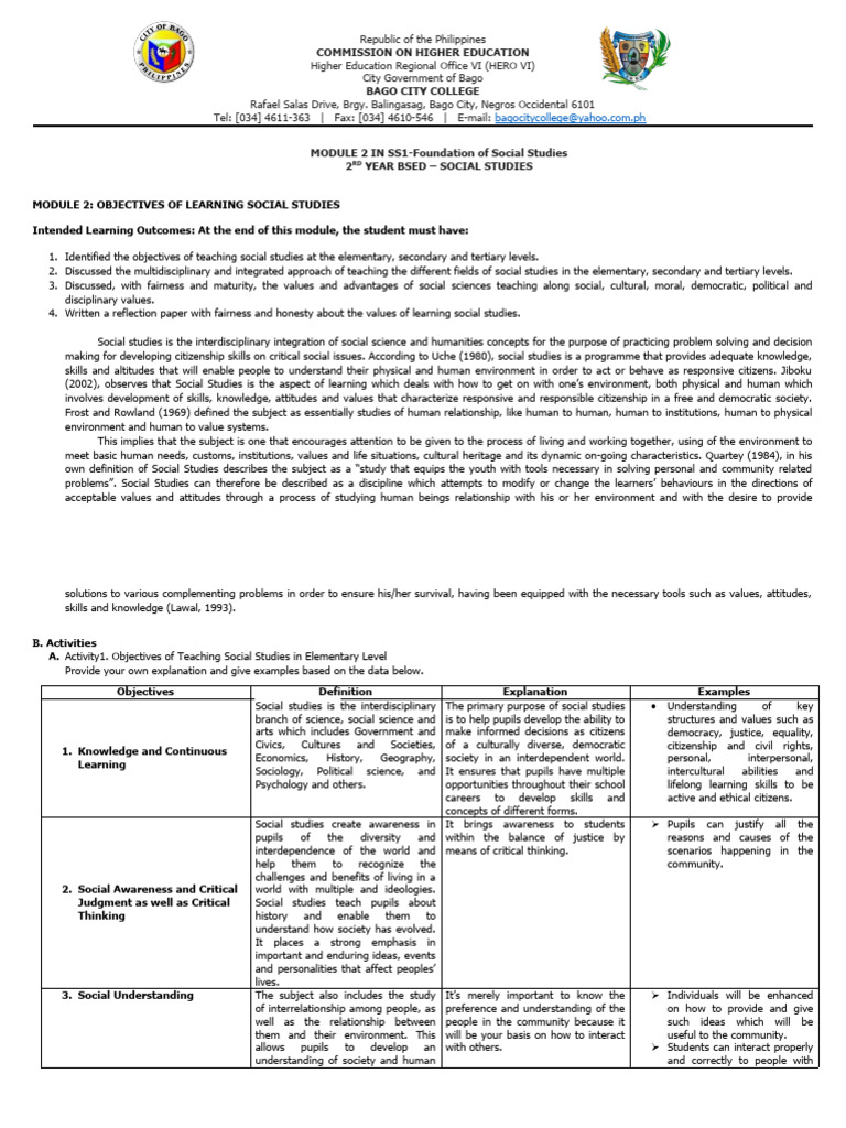 Module 2 in Foundation of Social Studies | PDF | Learning | Knowledge