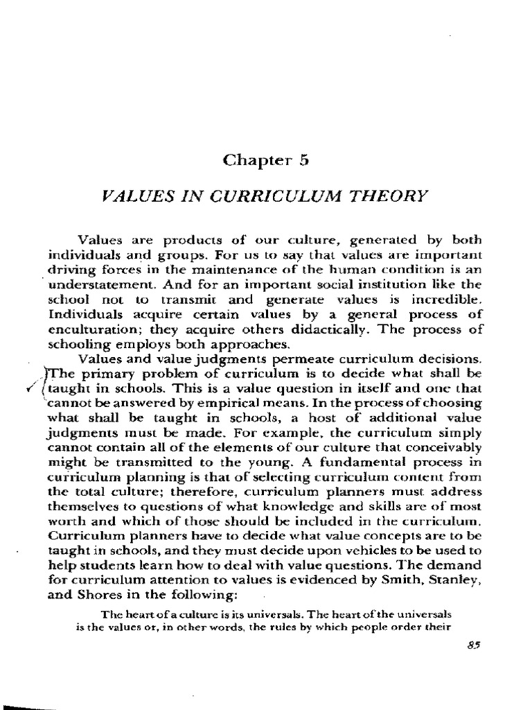 Chapter 5 Values in Curriculum Theory | PDF