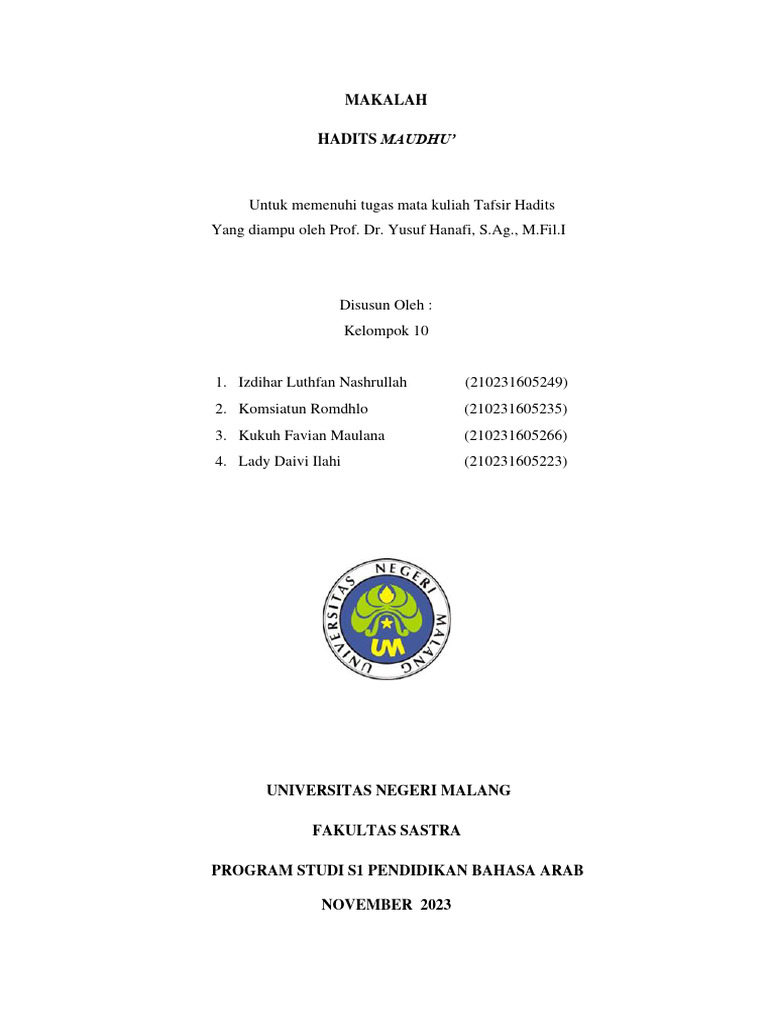 Memahami Hadits Maudhu' dalam Islam | PDF