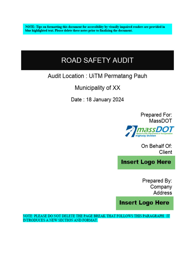 Road Safety Audit Report Template | PDF